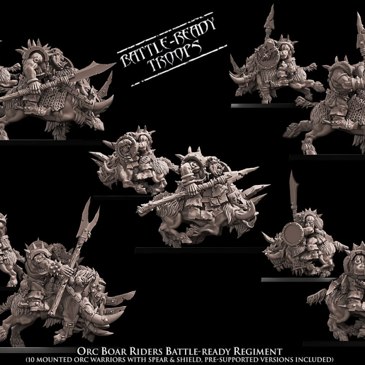 3D Printable Orc Boar Riders Battle-Ready regiment (10 mounted Orcs) by ...
