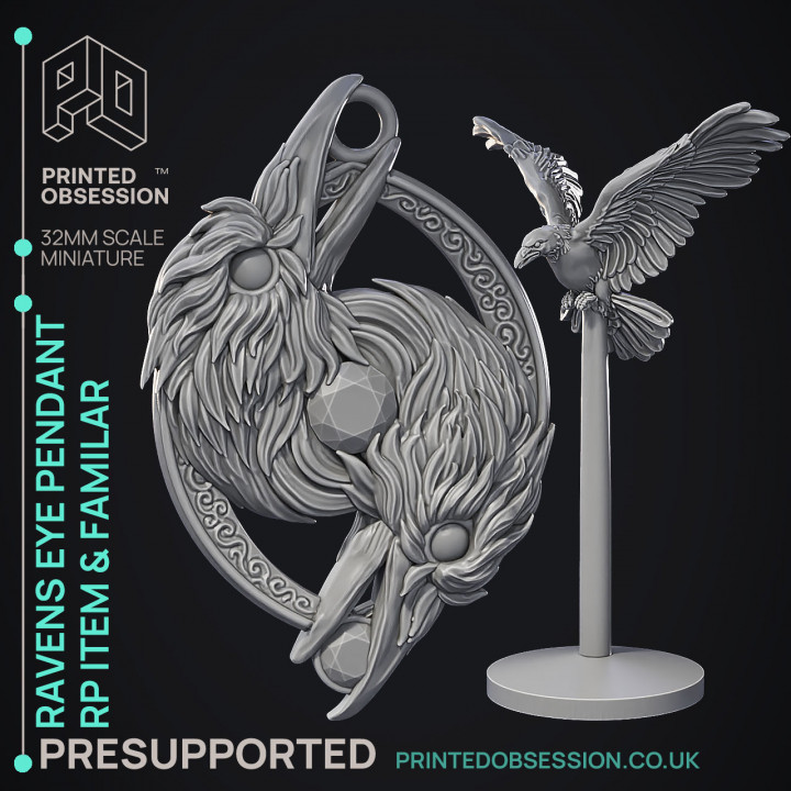 3D Printable Ravens Eye Pendant - RP item & Familar - PRESUPPORTED ...