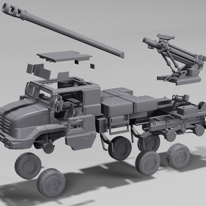 3D Printable Ceasar SPG NATO version, on Sherpa 5 6x6 chassis by The ...