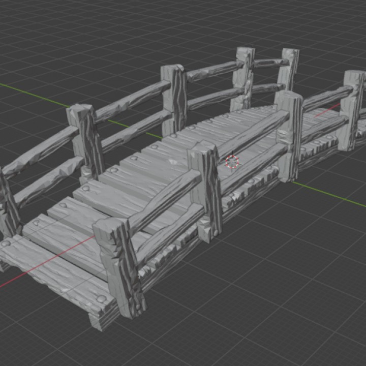 3D Printable Short wooden bridge for tabletop games by Cam Norcross