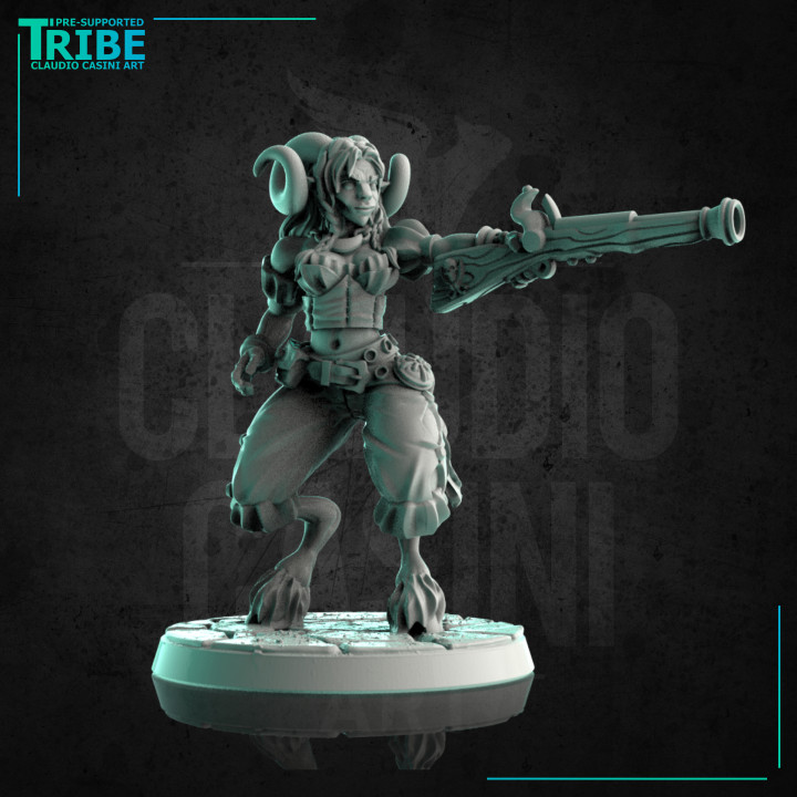 3D Printable (0197) Female faun satyr pirate by Claudio Casini Art