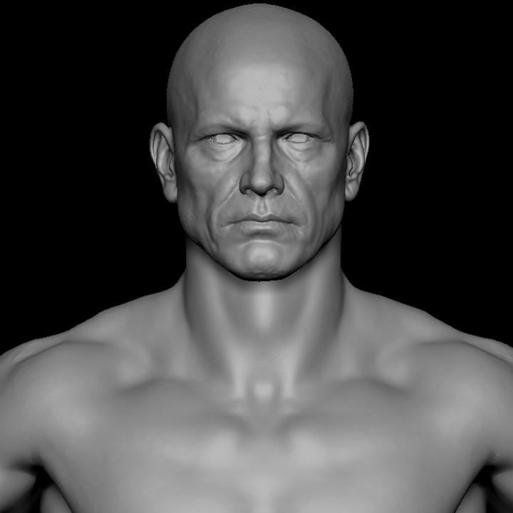 3D Printable Realistic Heroic male Basemesh, self stand by derek