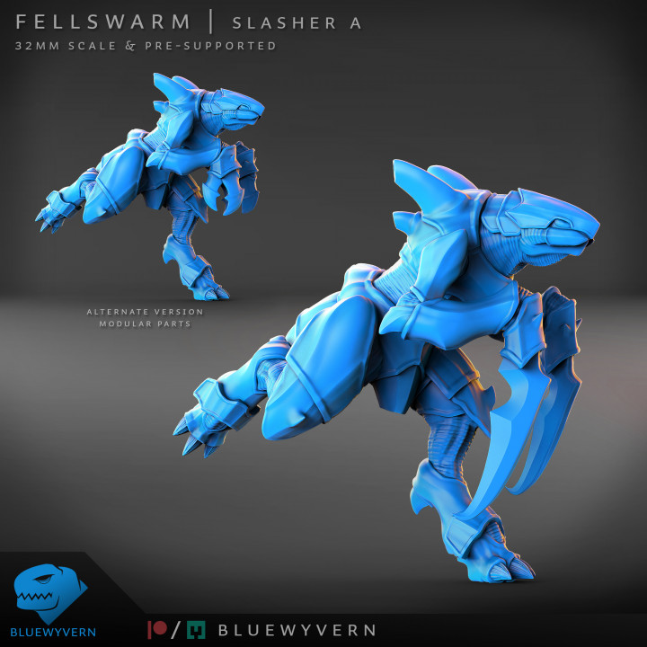 3D Printable Fellswarm - Slasher A (Modular) by BlueWyvern