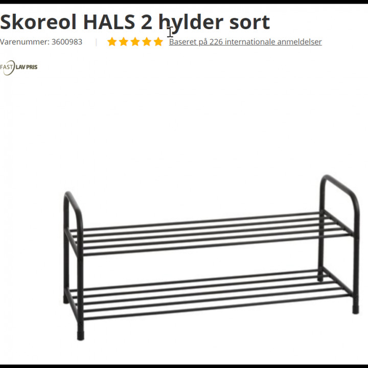 3D Printable Jysk Hals 2 shoe rack stackable by Per Astrup Laustsen