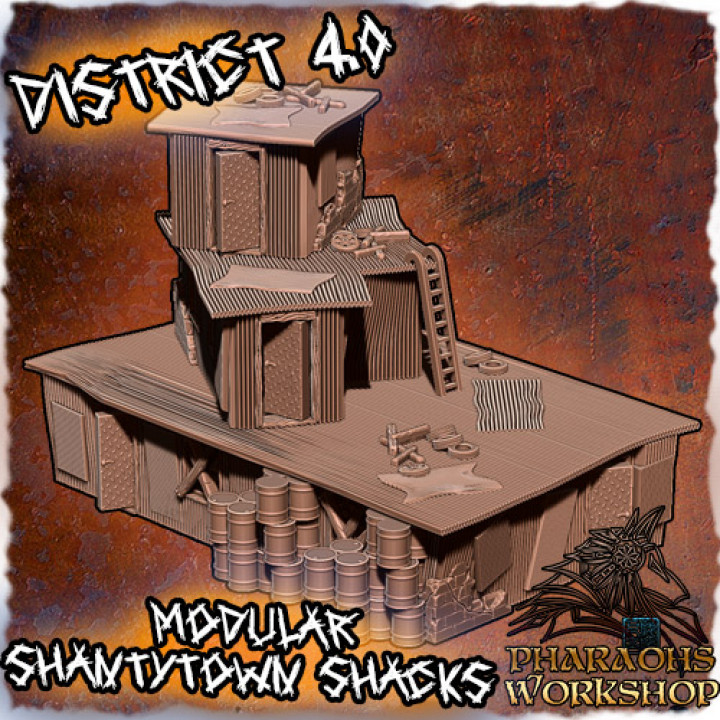 3D Printable Modular Wasteland Shantytown Shacks by Pharaoh's Workshop