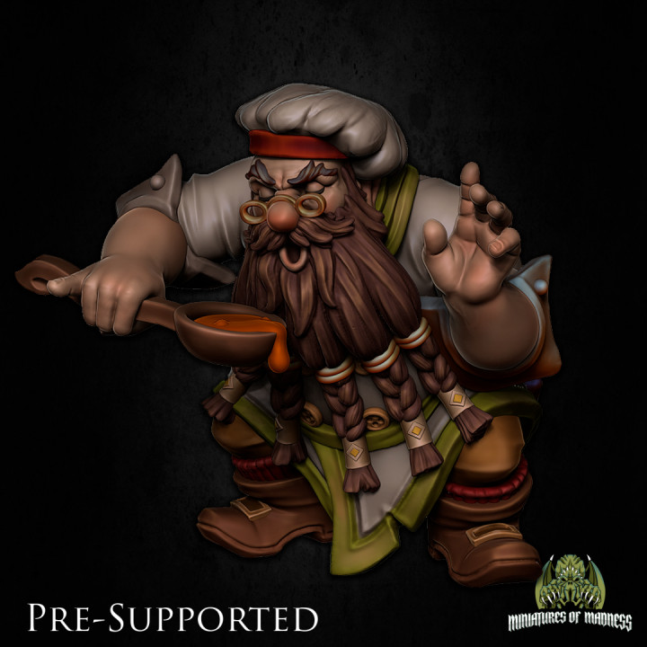3D Printable Bomur Hotsoup [PRE-SUPPORTED] Dwarf Chef Sommelier by ...