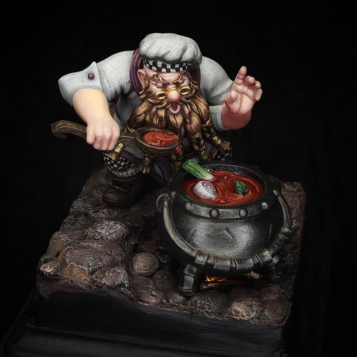 3D Printable Bomur Hotsoup [PRE-SUPPORTED] Dwarf Chef Sommelier by ...
