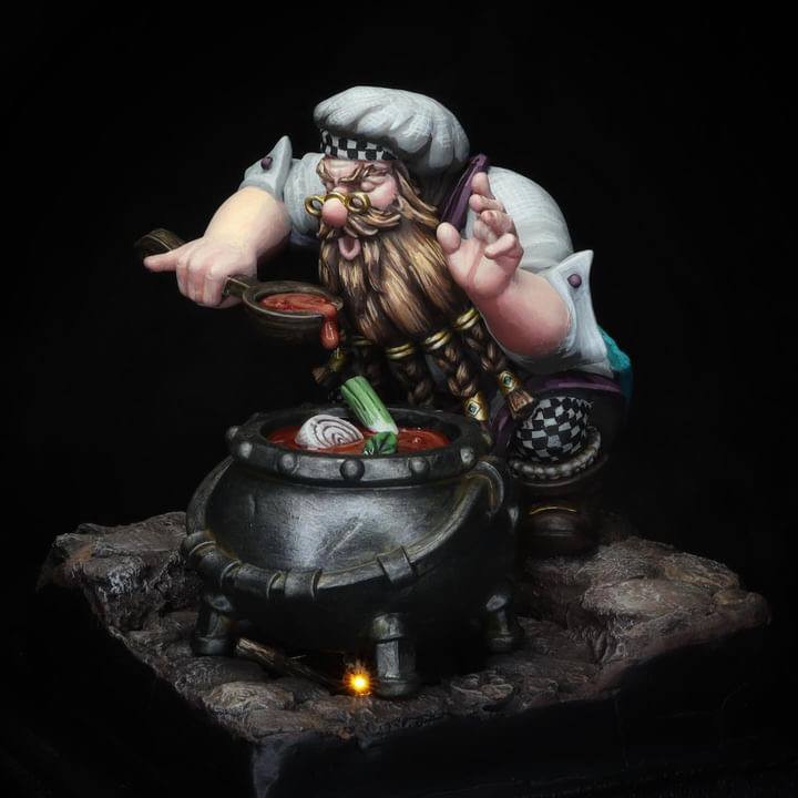 3D Printable Bomur Hotsoup [PRE-SUPPORTED] Dwarf Chef Sommelier by ...