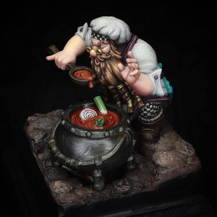 3D Printable Bomur Hotsoup [PRE-SUPPORTED] Dwarf Chef Sommelier by ...