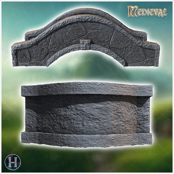 3D Printable Rounded stone bridge with railing (3) - Medieval Gothic ...