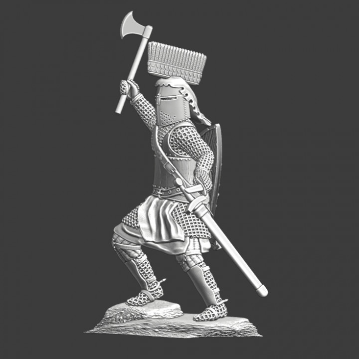 3D Printable Medieval Polish Knight - Fighting with axe and dagger by ...