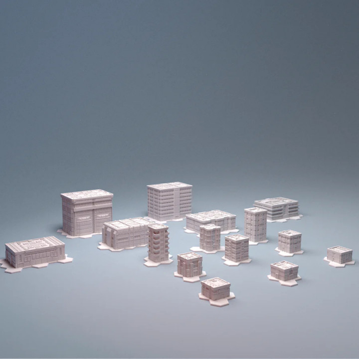 3D Printable Mecha City Alpha Buildings Bundle 6mm by Corvus Games Terrain