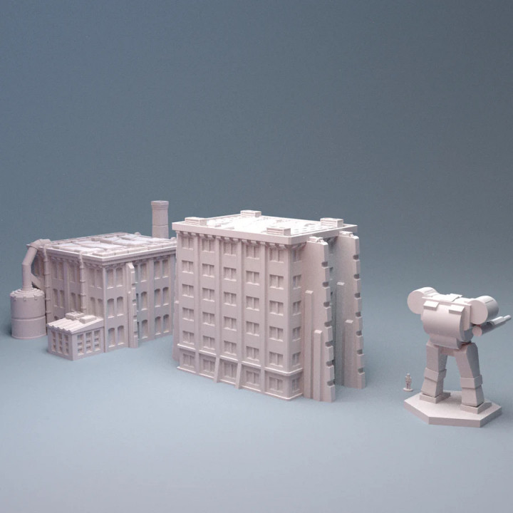 3D Printable Mecha City Free Buildings 6mm by Corvus Games Terrain