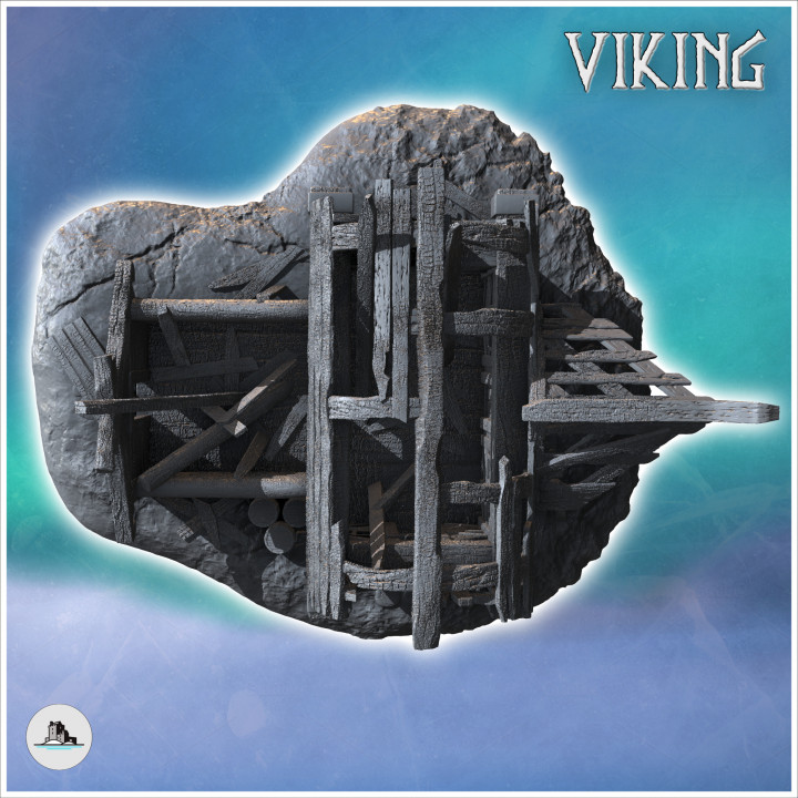 3D Printable Ruin of a Viking wooden building with rounded roof and ...