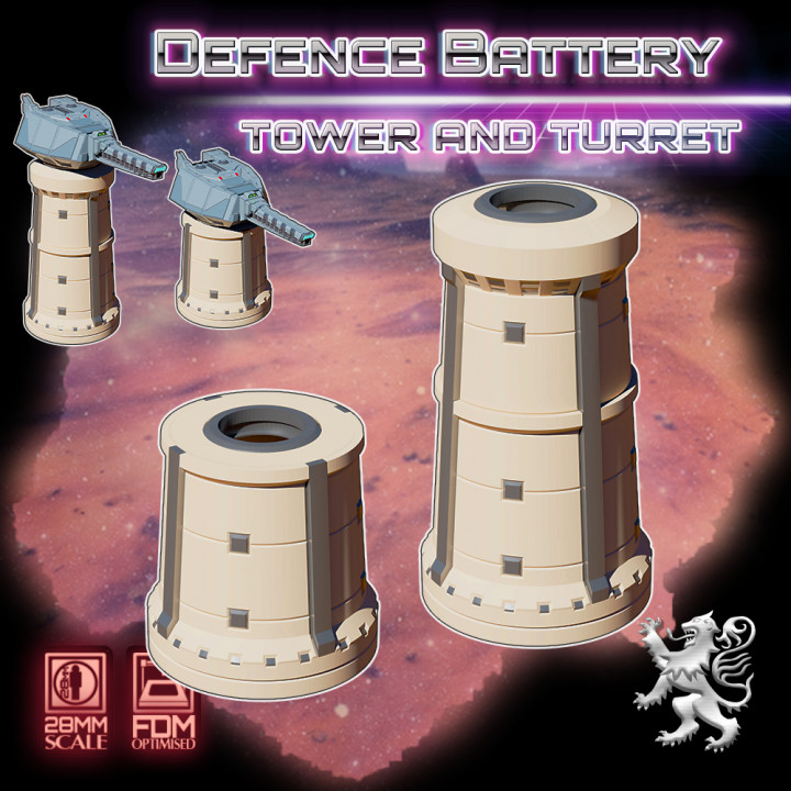 3D Printable Defence Battery Turret by 2nd Dynasty