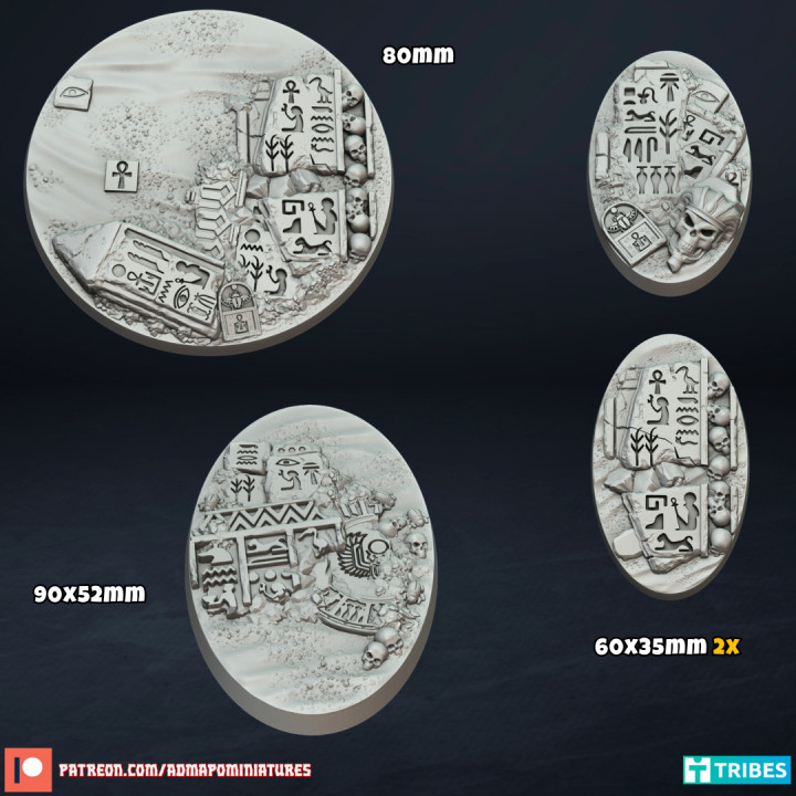 3D Printable Egyptian Ruins Bases (Pre-supported) by Admiral Apocalypse