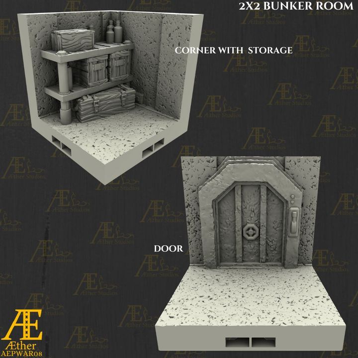 3D Printable AEPWAR08- War Bunkers by Aether Studios