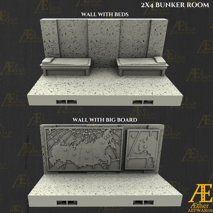 3D Printable AEPWAR08- War Bunkers by Aether Studios