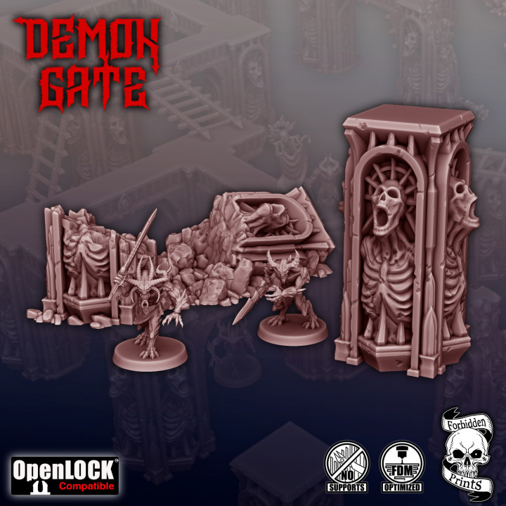 3D Printable Demon Gate - Screaming Pillar by Forbidden Prints