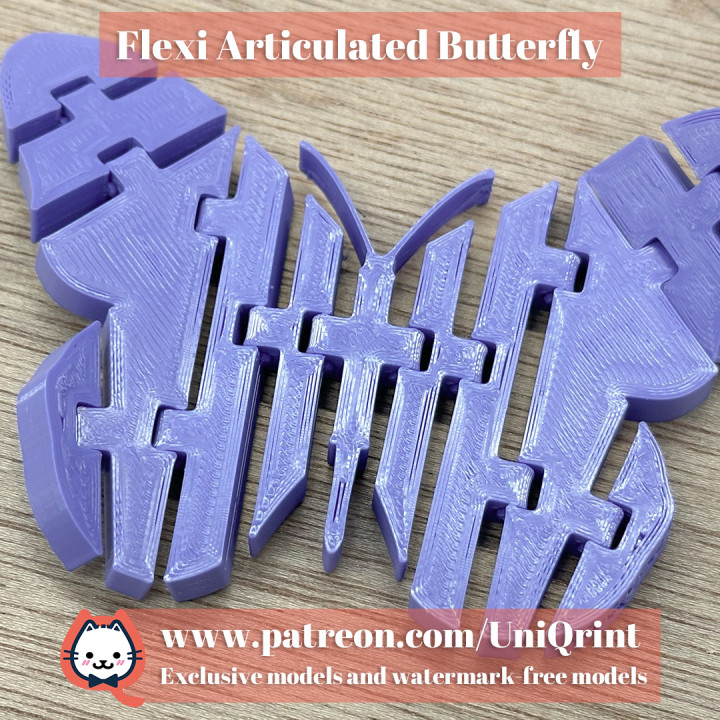 3D Printable Flexi Articulated Butterfly (Print in Place) by UniQrint