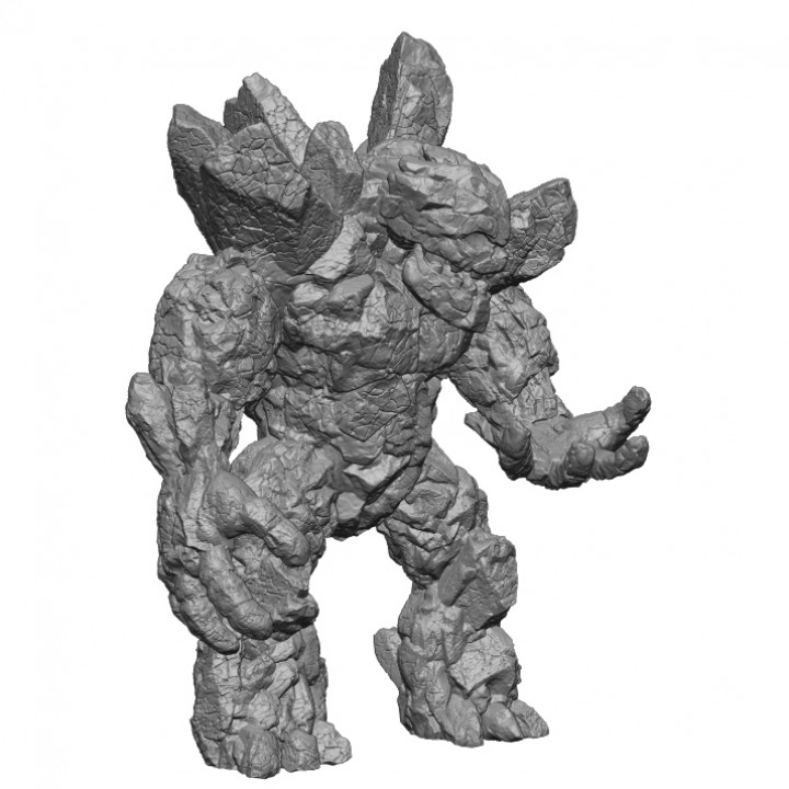3D Printable Stone Golem watching someone small by ARTMARKEVYCH