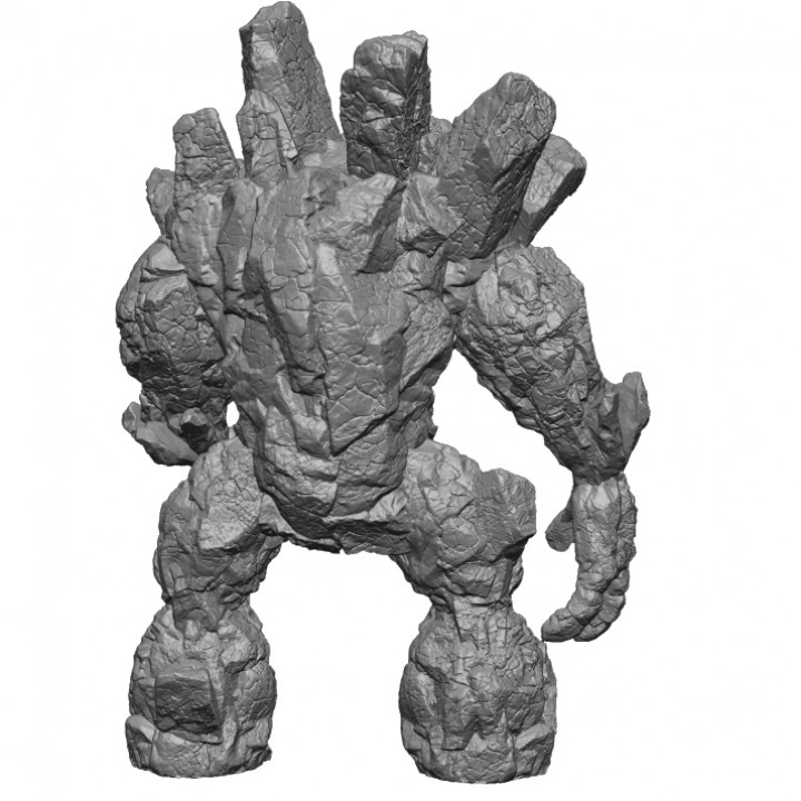 3D Printable Stone Golem watching someone small by ARTMARKEVYCH