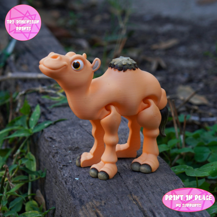 3D Printable PRINT IN PLACE CUTE FLEXI CAMEL by TriDimensionPrints