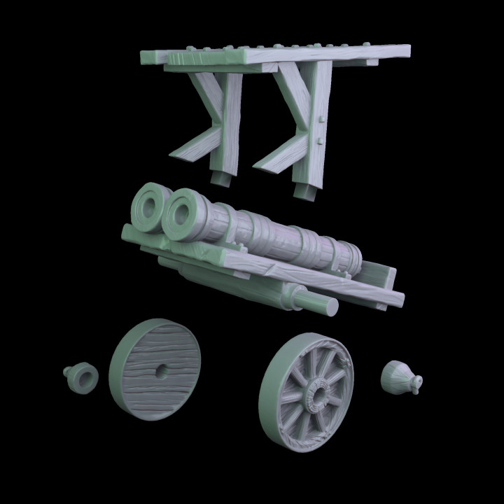 3D Printable Double Lashed Barrels (Medieval Artillery) by Tiny Furniture