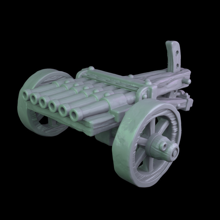 3D Printable Small Organ Gun (Medieval Artillery) by Tiny Furniture