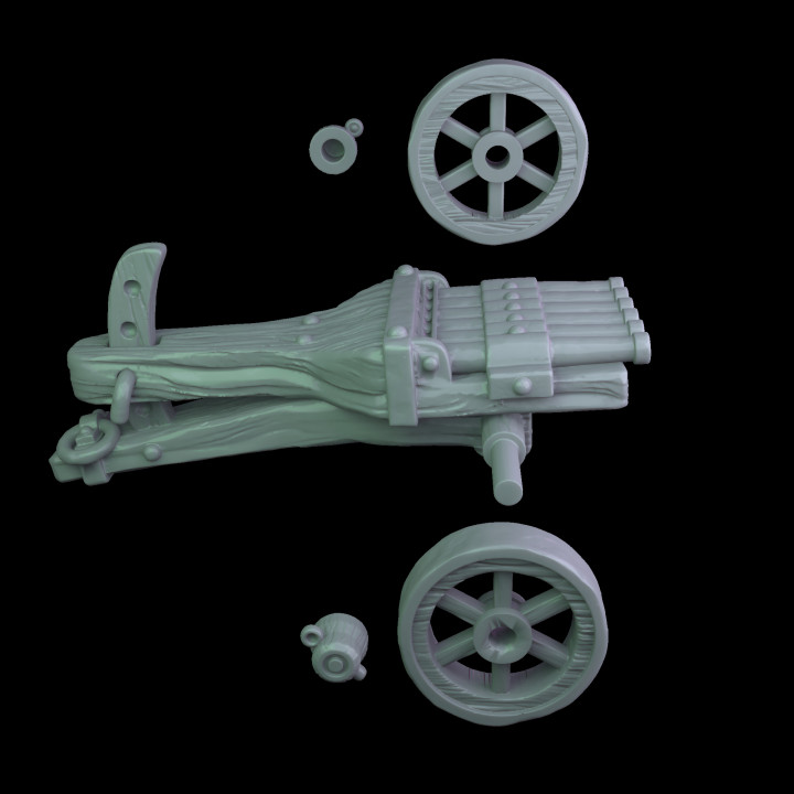 3D Printable Small Organ Gun (Medieval Artillery) by Tiny Furniture