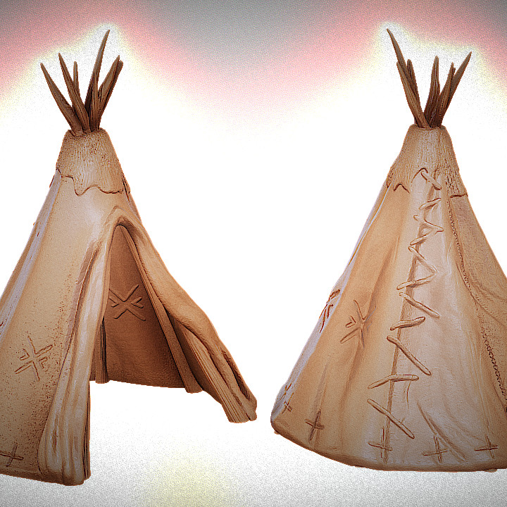3D Printable Native American Village Set #1 by Key Capas