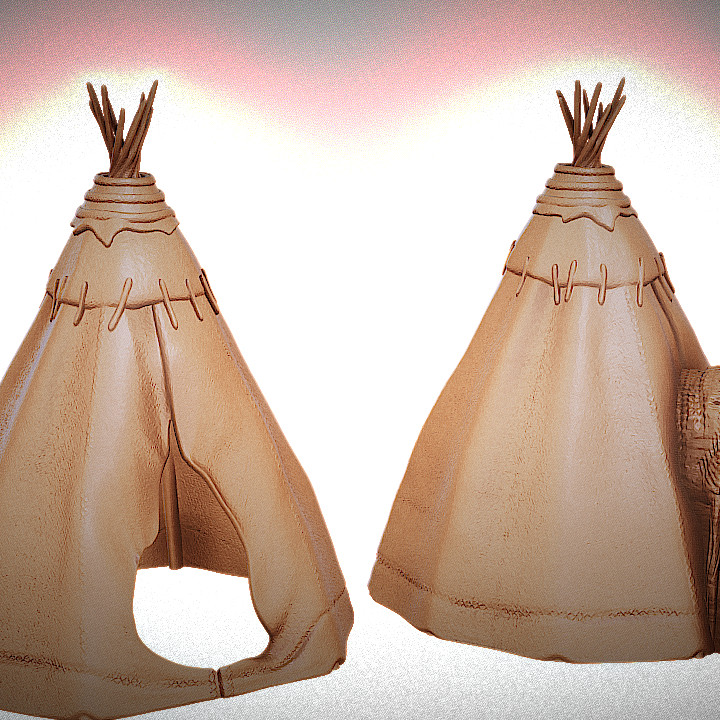 3D Printable Native American Village Set #1 by Key Capas