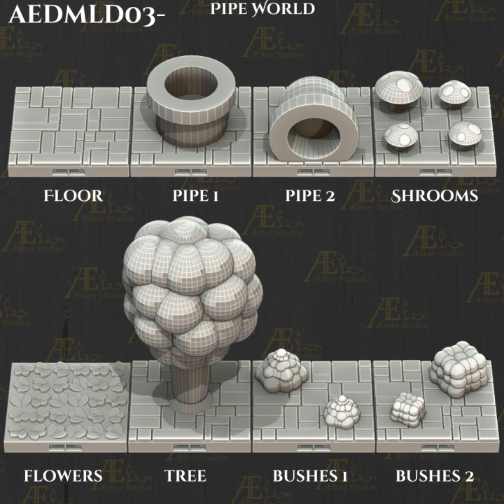 3D Printable AEDMLD03 - Pipe World by Aether Studios