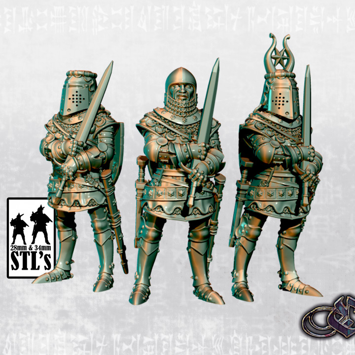 3D Printable "German Knight on foot" - Multi Head by Ezipion Digital Store