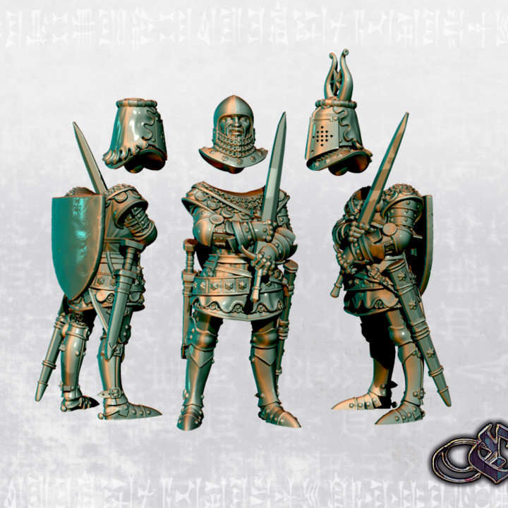 3D Printable "German Knight on foot" - Multi Head by Ezipion Digital Store