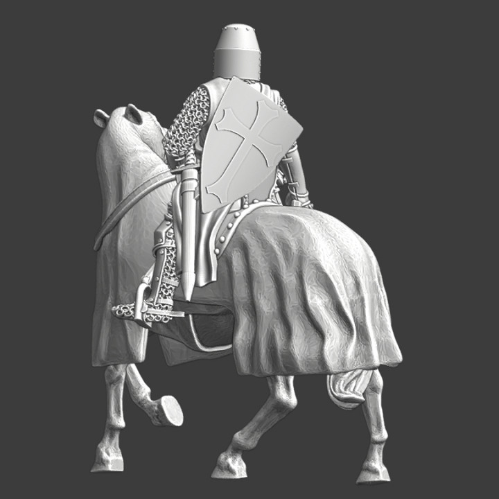 3D Printable Medieval Scandinavian Crusader Knight - Mounted with flail ...