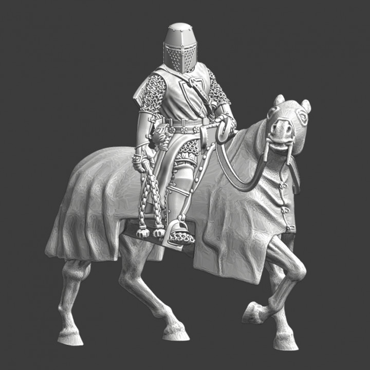 3D Printable Medieval Scandinavian Crusader Knight - Mounted with flail ...