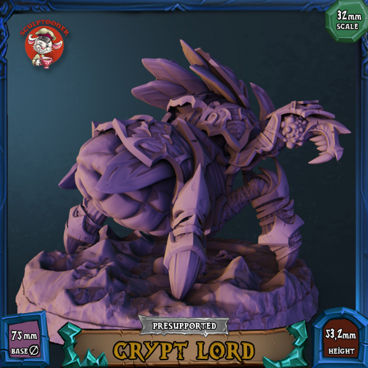 3D Printable Crypt Lord - 32mm scale pre-supported miniature by SCULPTOONER