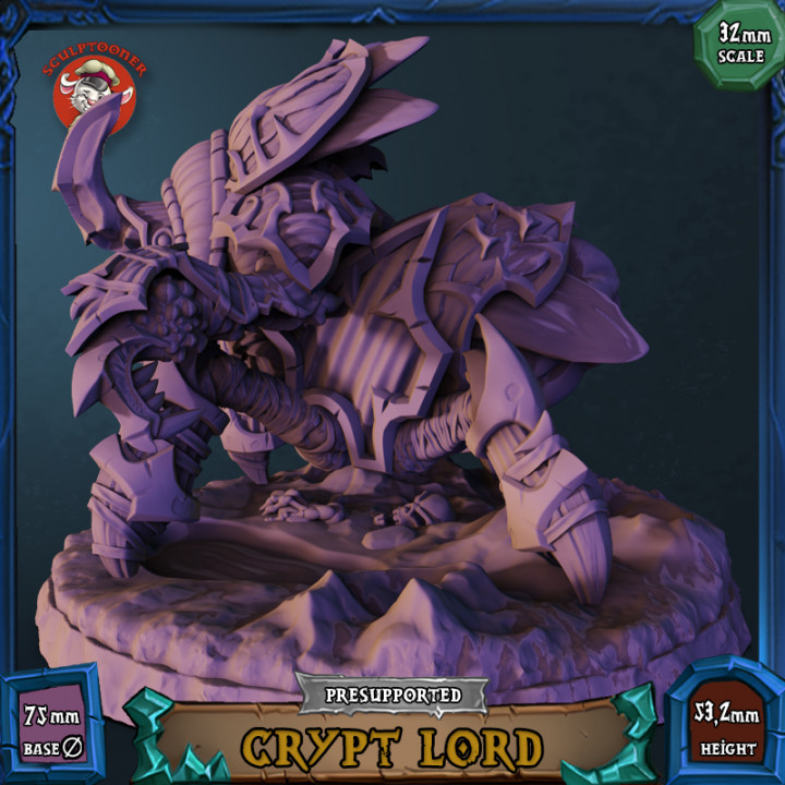 3D Printable Crypt Lord - 32mm scale pre-supported miniature by SCULPTOONER