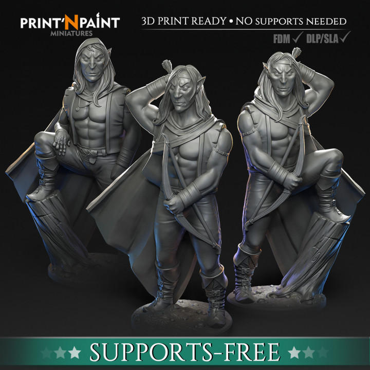 3D Printable 3 Ranger Elves by Leonardo Escovar
