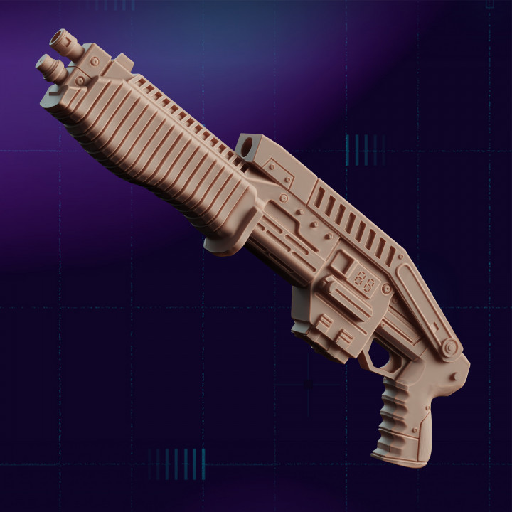 3D Printable Cyberpunk Prop - Folded Stock Shotgun by Cyberstash