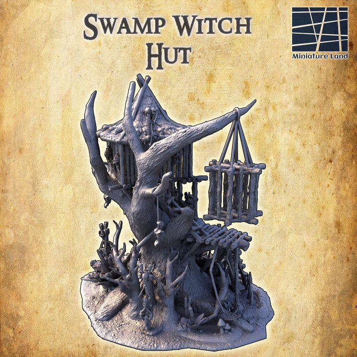 3D Printable Swamp Witch Hut - Tabletop Terrain - 28 MM by MiniatureLand