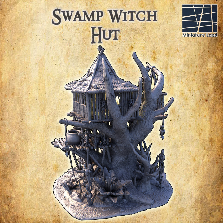 3D Printable Swamp Witch Hut - Tabletop Terrain - 28 MM by MiniatureLand