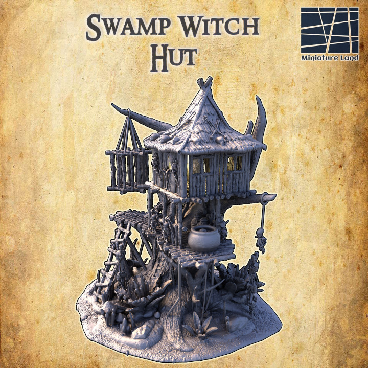 3D Printable Swamp Witch Hut - Tabletop Terrain - 28 MM by MiniatureLand