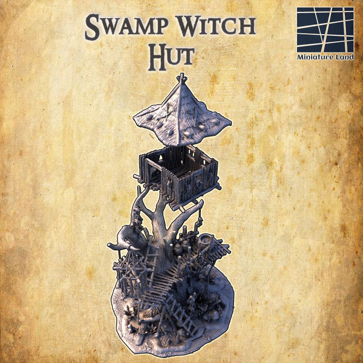3D Printable Swamp Witch Hut - Tabletop Terrain - 28 MM by MiniatureLand