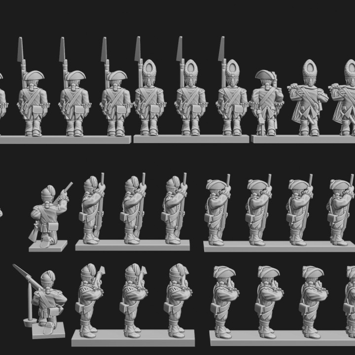 3D Printable British Regular Infantry (Centre Co., Lights & Grenadiers ...