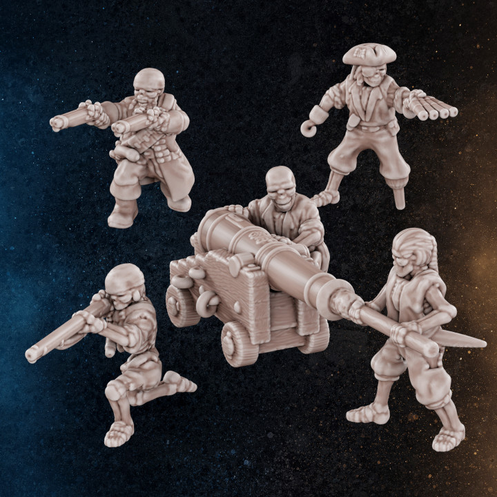 3D Printable 15mm - Undead Pirates - Napoleonics by Productions Diratia