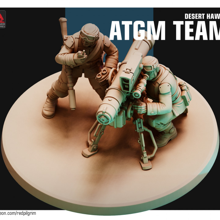 3D Printable Desert Hawks ATGM Team v2 by Jukko