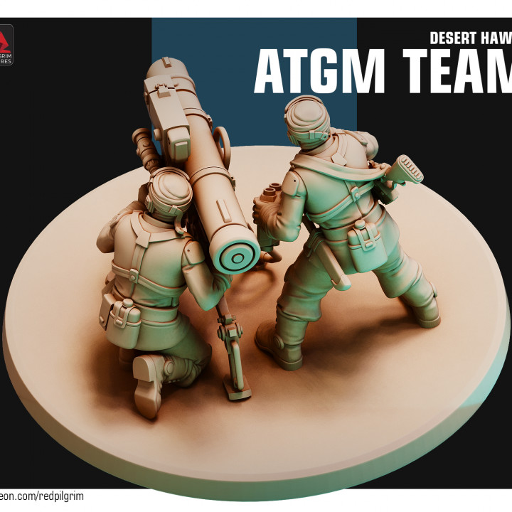 3D Printable Desert Hawks ATGM Team v2 by Jukko