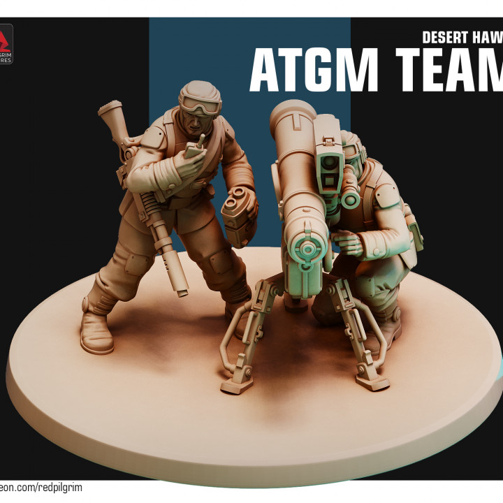 3D Printable Desert Hawks ATGM Team v2 by Jukko